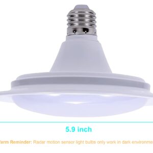 Radar Motion Sensor Light Bulbs, E26 Base, Non-Dimmable, 18W (150W equivalent) Dusk to Dawn Motion Activated LED Security Light for Hallway, Garage, Basement, Frontdoor, Balcony (Cool White, 1 Pcs)