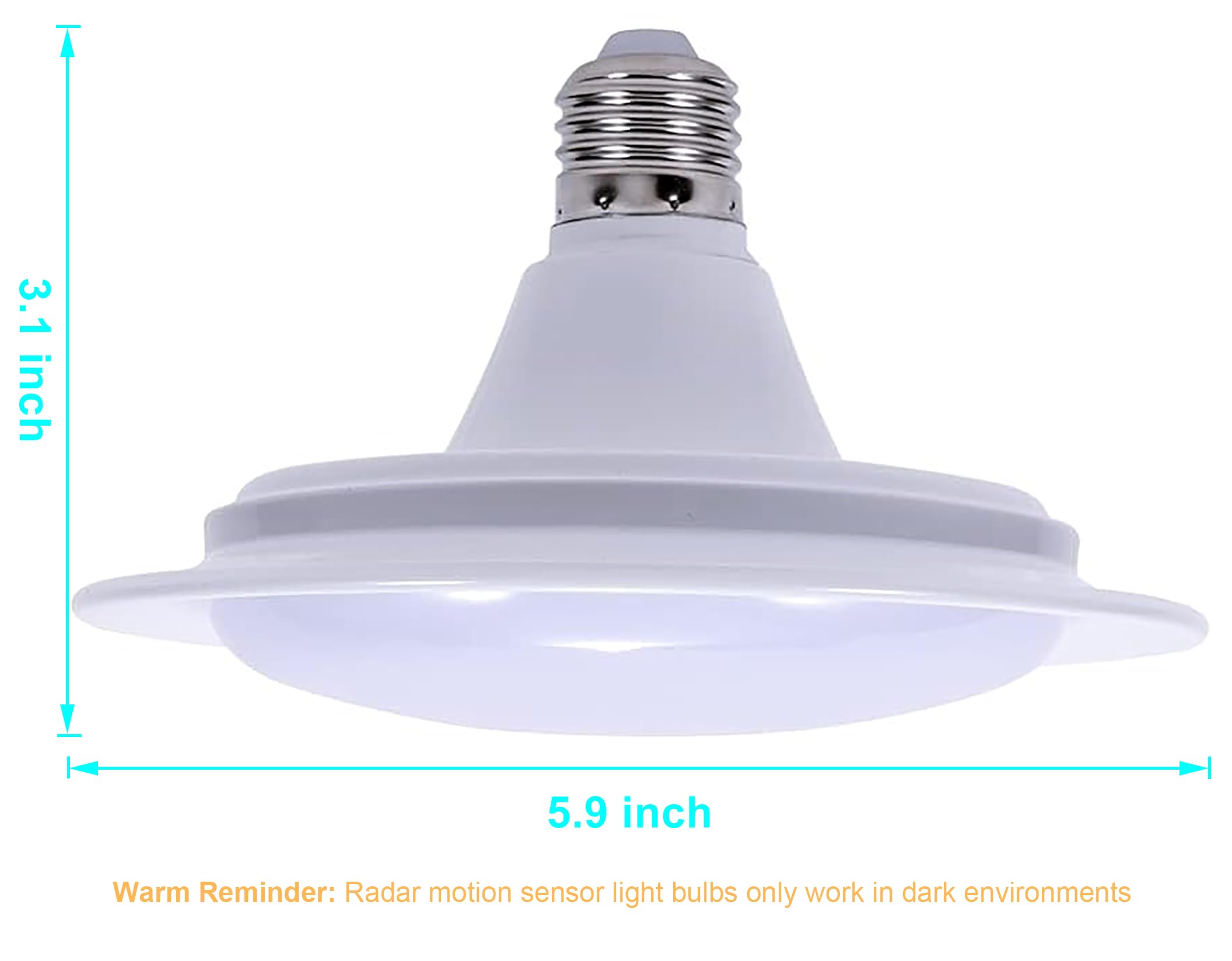 Radar Motion Sensor Light Bulbs, E26 Base, Non-Dimmable, 18W (150W equivalent) Dusk to Dawn Motion Activated LED Security Light for Hallway, Garage, Basement, Frontdoor, Balcony (Cool White, 1 Pcs)