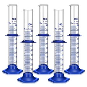 5pcs graduated cylinder measuring cylinder thick glass lab cylinders (100ml)