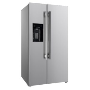 forno salerno 36" side-by-side refrigerator and freezer with 20 cubic ft.- stainless steel french door built-in ice maker fridge