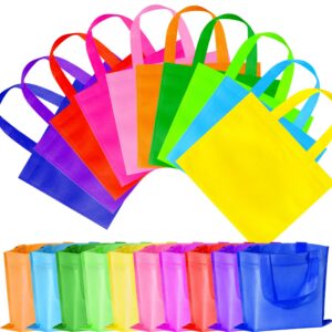 gitmiws 30 pack non woven party favor bags, 9.8'' small reusable kids tote bags with handles, rainbow party favor goodie bags for kids birthday