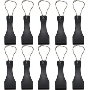 nwsrayu 10pcs plastic scraper tool keychain, scraper for lottery ticket, scoop shape key ring scratcher for sublimation multifuction (black)