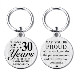 abnty 30 year work anniversary employee gifts, 30th work anniversary decorations, thank you 30 years employee anniversary keychin gifts