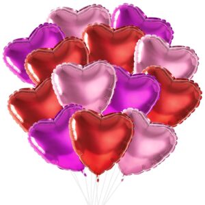 astaron 30 pcs red pink heart balloons for valentines day decor accessories, 18 in large heart balloon foil rose red heart balloons for romantic night wedding bridal shower decorations