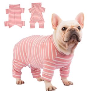 aokazi dog surgery recovery suit, puppy cat onesie for shedding skin disease wound protection, medical pet surgical suit dog shirt w/long sleeve, dog pajamas (pink, medium)