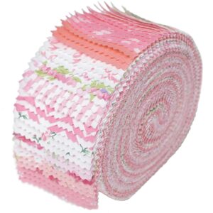 nodsaw jelly roll fabric strips for quilting, crafting, and sewing, 42 strip assorted bundle, soft cotton for blanket, rug, upholstery, home decor, and purse making, pink