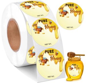 1.5 inch honey bottle label homemade honey net weight labels for small business canning jars and lids 500pcs per roll