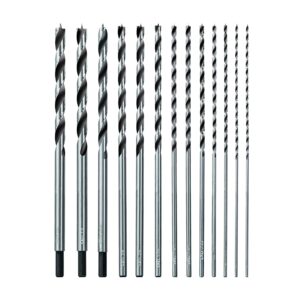 sali 13pcs brad point wood drill bit set carbon steel wood drill bit set for hardwood, plywood, plastic round holes in all types of wood extra long 11 inch