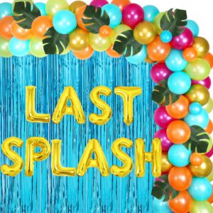 last splash bachelorette party decorations, last splash balloon banner, foil fringe curtain, balloon garland arch kit for summer pool bachelorette bridal shower hen party supplies