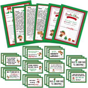 52 pcs elf notes and 2 elves notice naughty or nice behavior checklist stationary paper 3 elf bonus letter and elf reports set elf christmas note cards for christmas student kid preschool (classic)