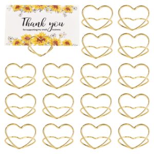 craspire place card holders 20pcs gold heart shape table card holders wedding table number holders photo holder pictures stand clips for place cards weddings anniversary party valentine's day gift