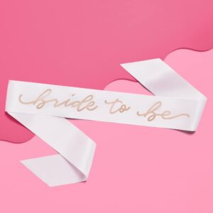 xo, Fetti Bachelorette Party Sash + Bride Headband - White + Rose Gold | Bachelorette Party Decorations Kit - Sash for Bride | Bridal Shower Gift Supplies