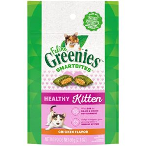 greenies feline smartbites healthy kitten treats, chicken flavor, 2.1 oz pack