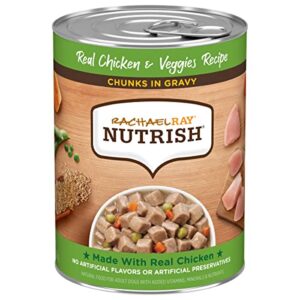 rachael ray nutrish chunks in gravy wet dog food real chicken & veggies recipe, 13 ounce (pack of 12)