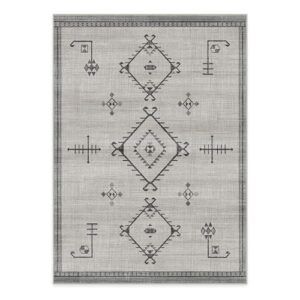 ruggable washable 5x7 area rug, damali grey overdye, premium vintage rugs for living room, bedroom, kitchen, office, classroom with gripper non slip pad