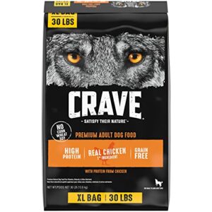 crave grain free high protein adult dry dog food, chicken, 30 lb. bag