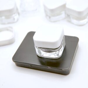 child proof 15ml square jar glass containers (40 pack) cube jar | cannaaroma (white lid)