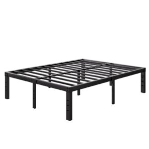 bednowitz queen metal platform bed frame, 12 inch queen-size-bed-frame with heavy duty steel slats, noise free mattress foundation no box spring needed, easy assembly, black