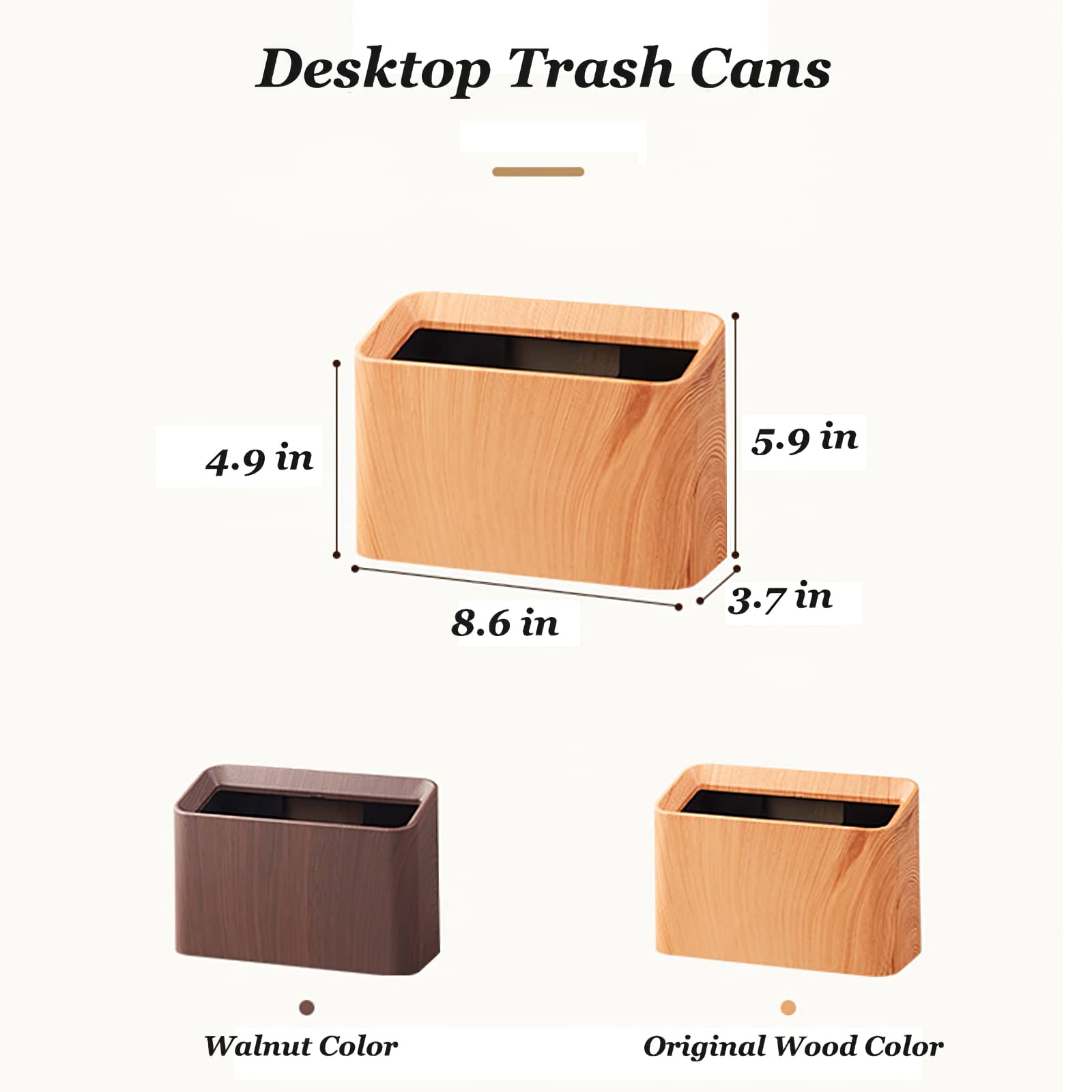 Aiabaleaft Plastic Mini Desktop Trash Can, Simulated Wood Grain Wastebasket, Uncovered Retro Waste Basket, Desktop Trash Can for Kitchens,offices, Living Room, Makeup table Etc (Raw Wood Color)