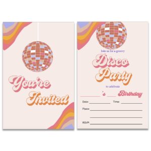 soiceu vintage disco party invitations with envelopes set of 20 boho disco dance birthday party invites fill in blank