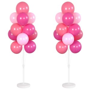 balloon column kit set of 2 with balloons included - balloon tower with stand, base, and pole,backdrop decoration for wedding, baby shower, birthday party, or bachelorette parties (pink)