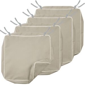 porch shield outdoor cushion slipcovers set 4 waterproof fade resistant patio chair seat cushion covers 20 x 18 x 4 inch, beige