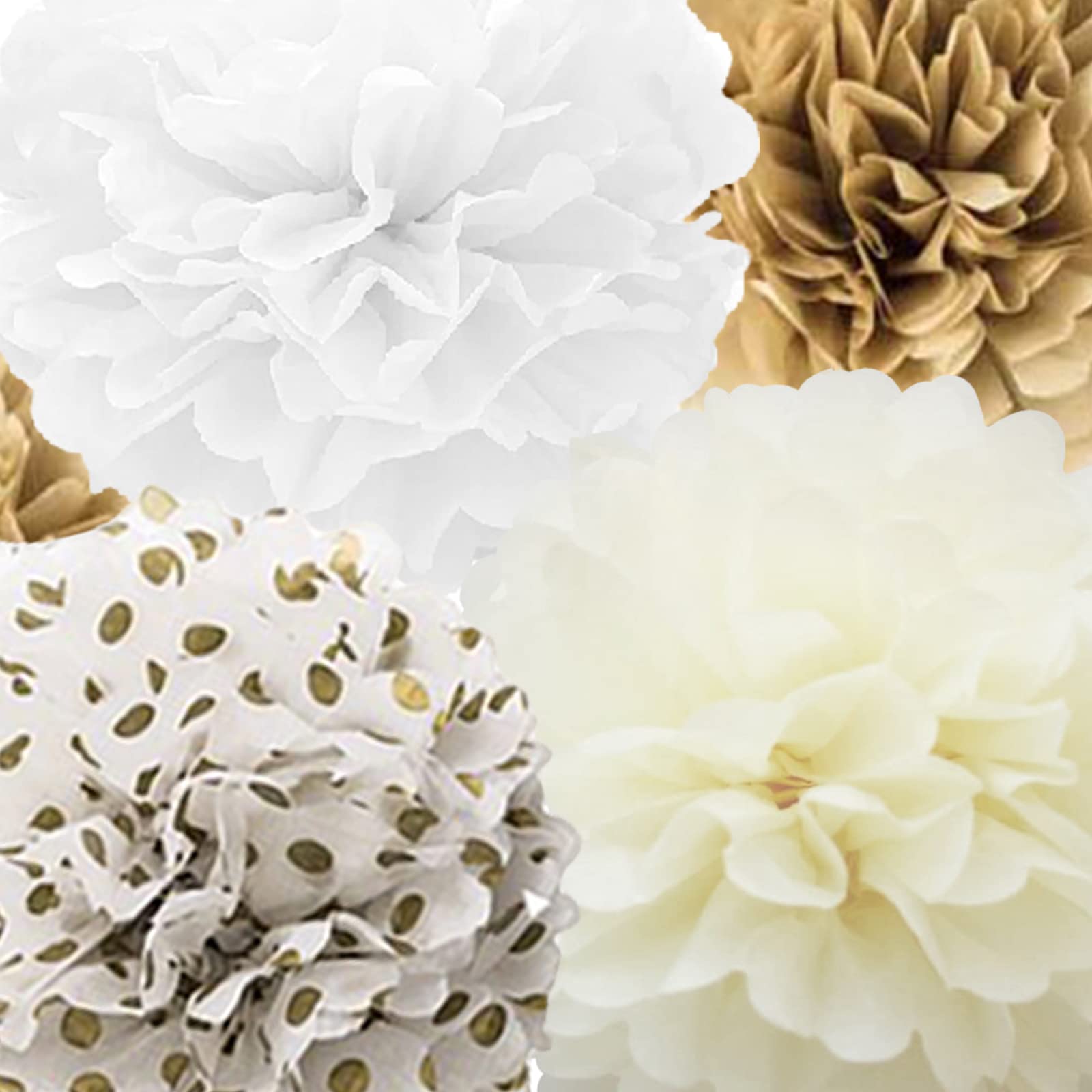 Tissue Paper Pompoms Paper Flower 22 Pcs Khaki ,Beige, White Paper Flower Ball for Birthday Bachelorette Wedding Baby Shower Gender Reveal Bridal Shower Party Decoration