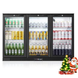 bodegacooler back bar cooler with 3 glass doors,counter height beverage refrigerator,11.4cu.ft commercial display bar fridge with led lighting,21 inch beverage cooler for beer,soda drinks,wine