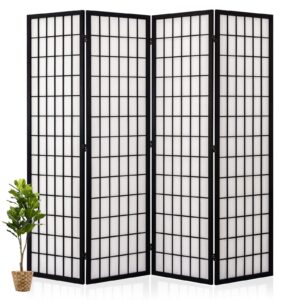 salfanre japanese room divider, 6 panel room divider, shoji screen room divider, folding screen, japanese style, 5.6 ft, black