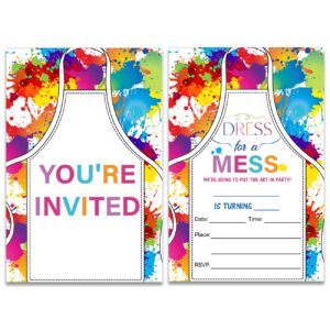 soiceu colorful painting birthday party invitations with envelopes set of 20 dress for a mess art painting birthday party invites fill in blank