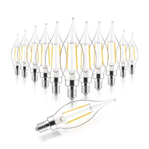 sengled candelabra led light bulbs dimmable, e12 led bulb 40 watt equivalent, ca10 flame tip chandelier light bulbs, 5000k daylight candle light bulbs for chandeliers, ceiling fan, pendant, 12 pack