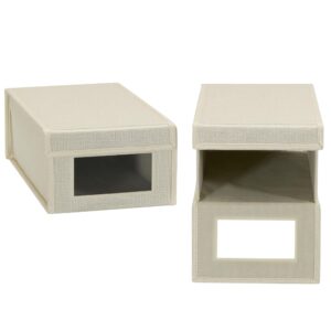 household essentials small drop front shoe box 2 pack, beige