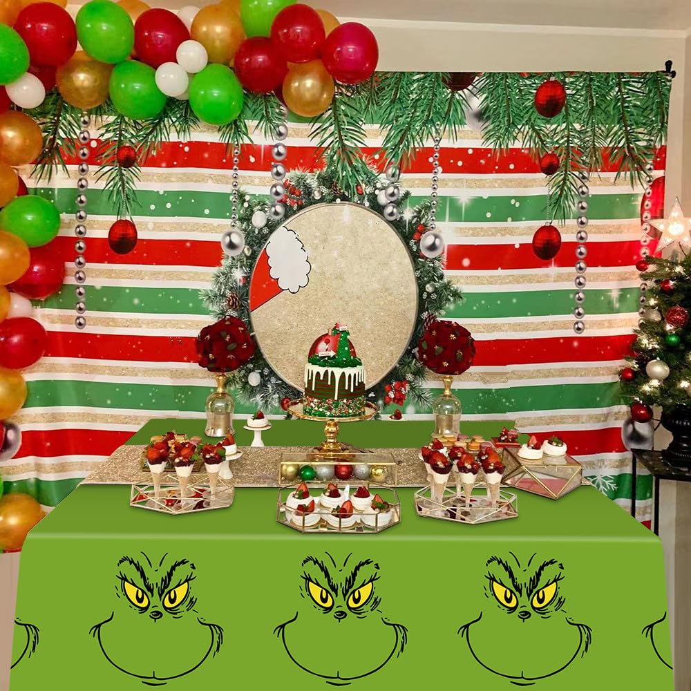 aolime 3 PCS Christmas Tablecloth Merry Christmas Tablecloth Green Tablecover for Christmas Party Christmas Table Decorations Christmas Party Decor Home Decor