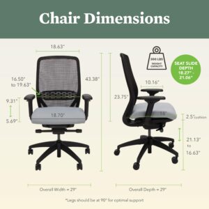 HON Nucleus Black Office Chair Ergonomic Suspended Seat Mesh Back Computer Desk Chair for Home Office, Task Work - Synchro-Tilt Recline, Swivel Wheels, Adjustable Lumbar Support & Armrests