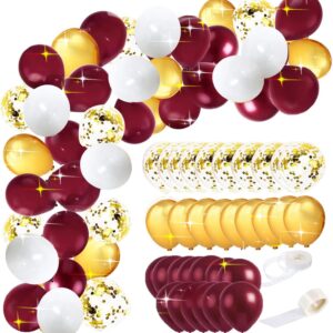 graduation decorations maroon gold 2024/burgundy gold graduation party decorations/burgundy gold white balloons 40pcs asu/fsu fall bridal shower wedding/fall burgundy birthday decorations women