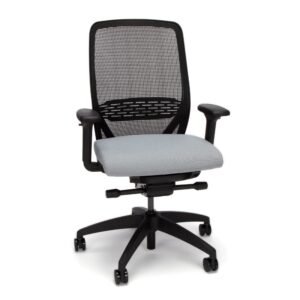 hon nucleus black office chair ergonomic suspended seat mesh back computer desk chair for home office, task work - synchro-tilt recline, swivel wheels, adjustable lumbar support & armrests