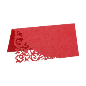 patikil table name place cards,50pcs 3.9 x 3.9inch favor decor hollow design seat blank card for wedding party seating place cards red