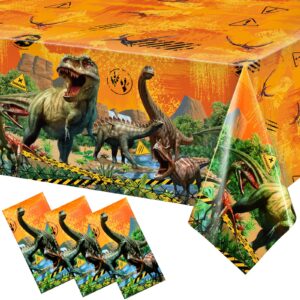 tiamon dinosaur tablecloth dinosaur party table covers dinosaur plastic tablecloth for kids adults birthday dinosaur party picnic supplies 54 x 108 inch (yellow, 3 pcs)