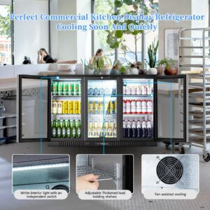 BODEGACOOLER Back Bar Cooler With 3 Glass Doors,Counter Height Beverage Refrigerator,11.4Cu.Ft Commercial Display Bar Fridge with LED Lighting,21 inch Beverage Cooler for Beer,Soda Drinks,Wine