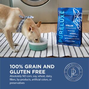 PURELUXE Grain and Gluten Free Dog Food, Stellar Elite Nutrition, Chicken, Trout, and Eggs, for Adult and Senior Dogs, Made in The USA, 4lbs