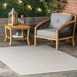 nuloom 7' x 9' outdoor performance area rug, stain resistant, weather resistant, high traffic, patio, balcony, outside, paloma grey