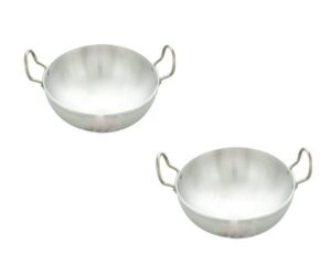 aluminium small kadhai set of 2 different size,indian frying pan or kadhai -color white