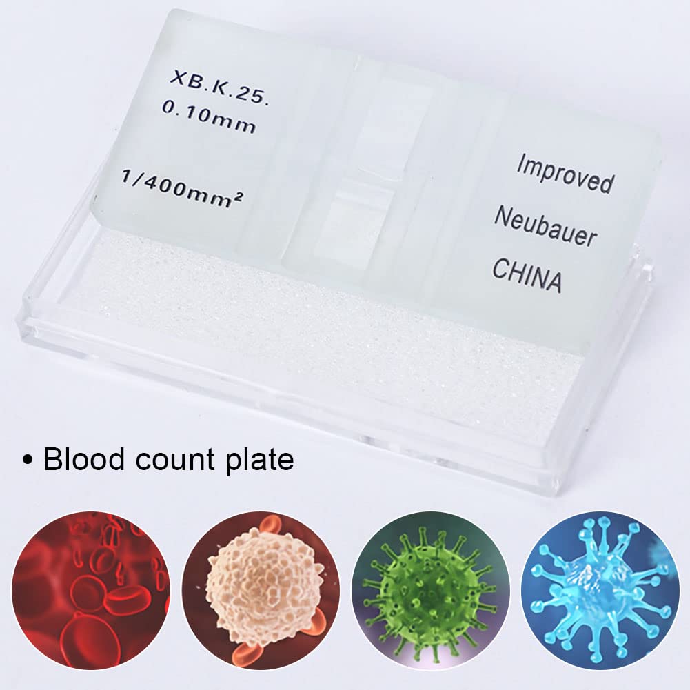 SHAUSE Hemocytometer Blood Count Glass Blood Cell Counting Chambers with 100 Coverslips