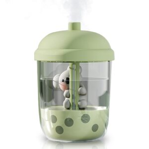 450ml portable humidifier, mini cool mist humidifier with koala-theme, usb personal humidifier auto shut-off, ultra-quiet (green)