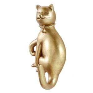 jruizhp decorative cat hooks, 1 pcs golden resin wall hooks–decorative wall mounted coat hooks for hanging coats, scarves, bags, purses, backpacks, towels and more, gift for cat lovers