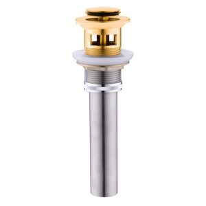 gulica vessel sink drain, bathroom sink drain stopper with overflow, vessel pop up drain stopper brushed gold