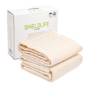 cotton queen mattress pad/blanket, also can be used as cover by shieldlife, cotton blend protection mat for queen size bed, compatible with theramat heated mattress pads, made in korea