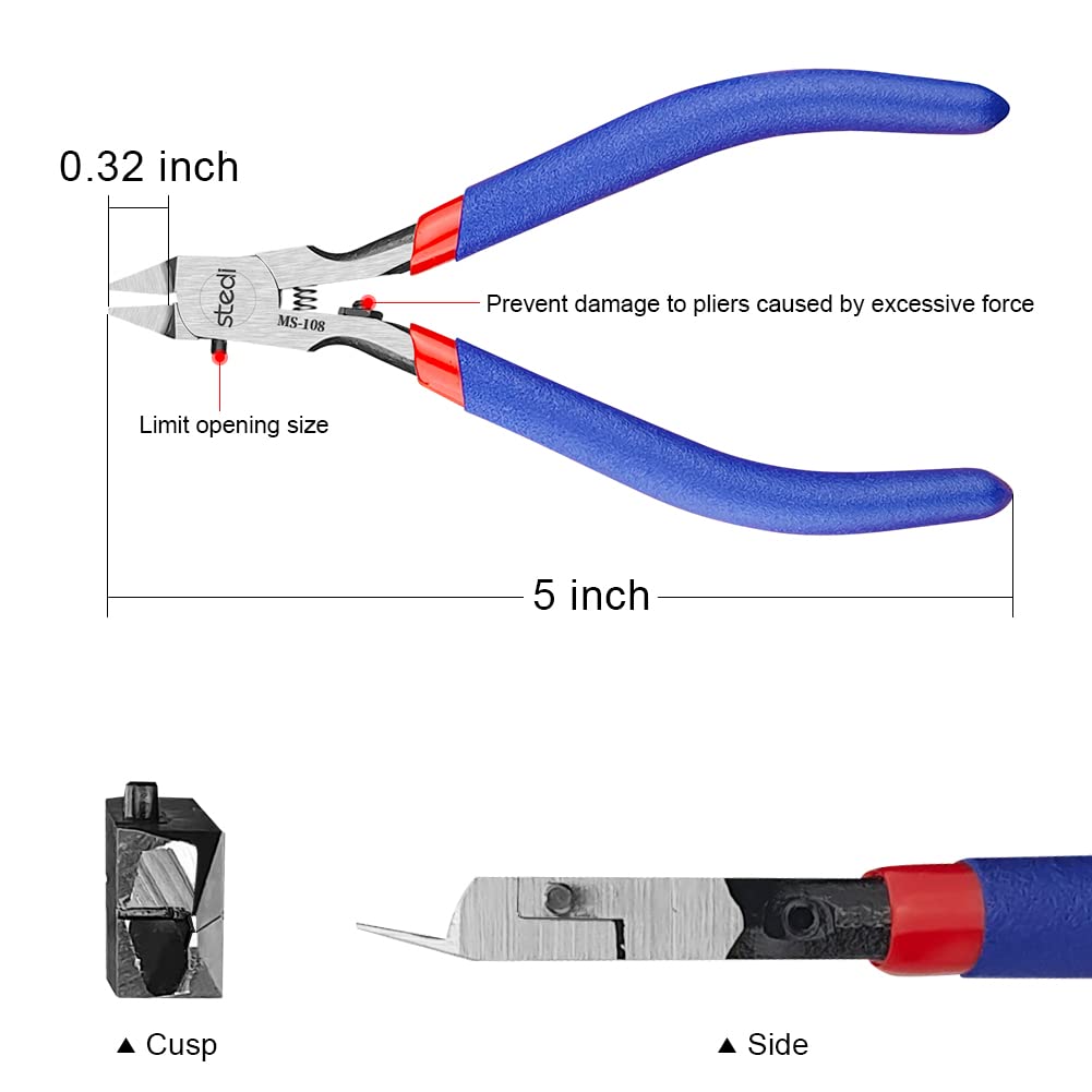 stedi 5-inch Model Nipper, with Ultra-thin Single-edge and Blade Case Plastic Model Tools for Gundam Repairing Plastic Model and Fixing, Blue