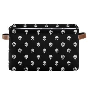 alaza cartoon skull black foldable storage box storage basket organizer bins with handles for shelf closet living room bedroom home office 1 pack