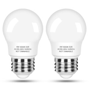 led refrigerator light bulb 40 watt equivalent, 120v fridge appliance light bulb 4w daylight white 5000k, waterproof a15 fridge light bulbs 450lm, e26 freezer light bulbs non-dimmable, 2packs